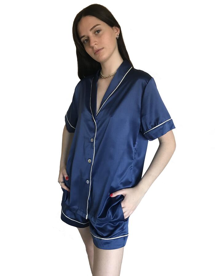 PILAR - SATIN Blue SHORT pajama set | NOT JUST A LABEL
